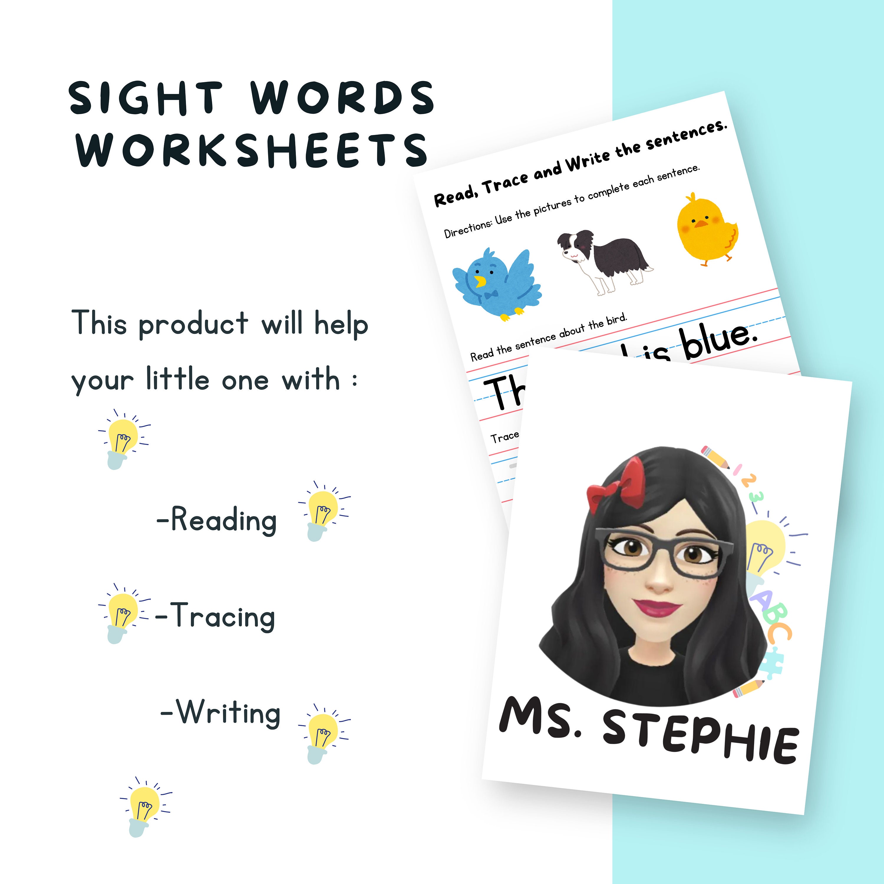 Educational Digital Printable Sight Words Worksheet Perfect for ...