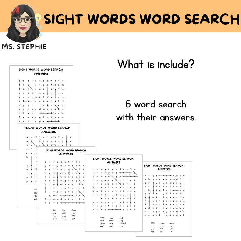 Digital Sight Words Word Search: Homeschool Reading Puzzle (PDF) - Etsy