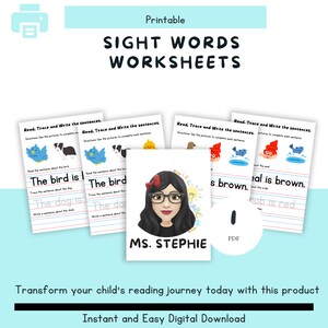 Educational Digital Printable Sight Words Worksheet| Perfect for ...