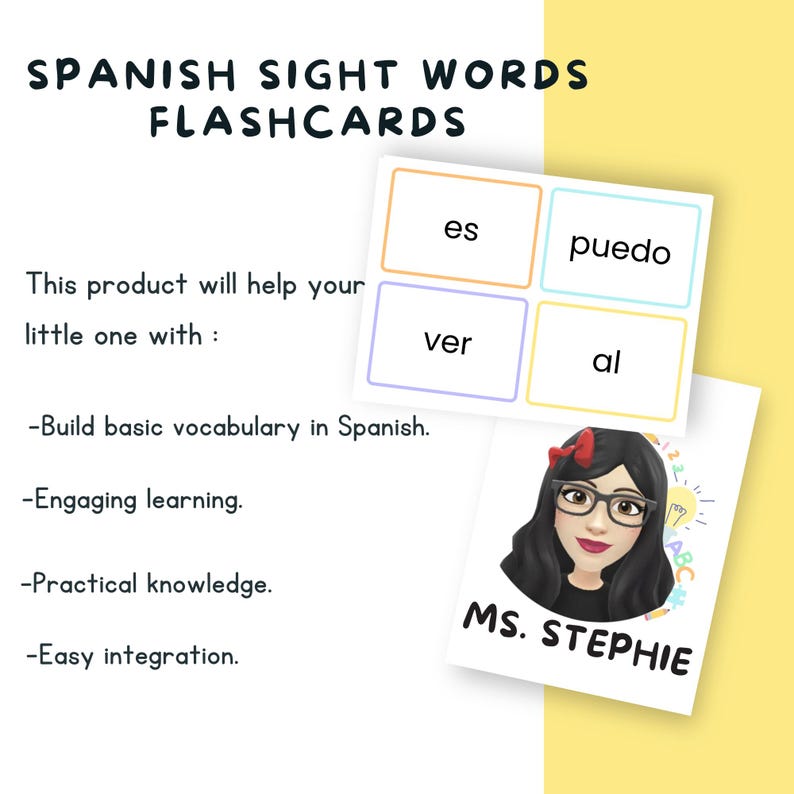 100 Spanish Sight Words Flashcards | High-frequency Words for Kids ...