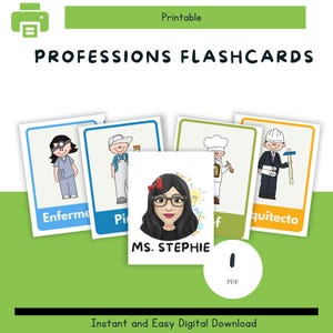 26 Spanish Professions Flashcards | Bilingual Learning Cards | Jobs ...