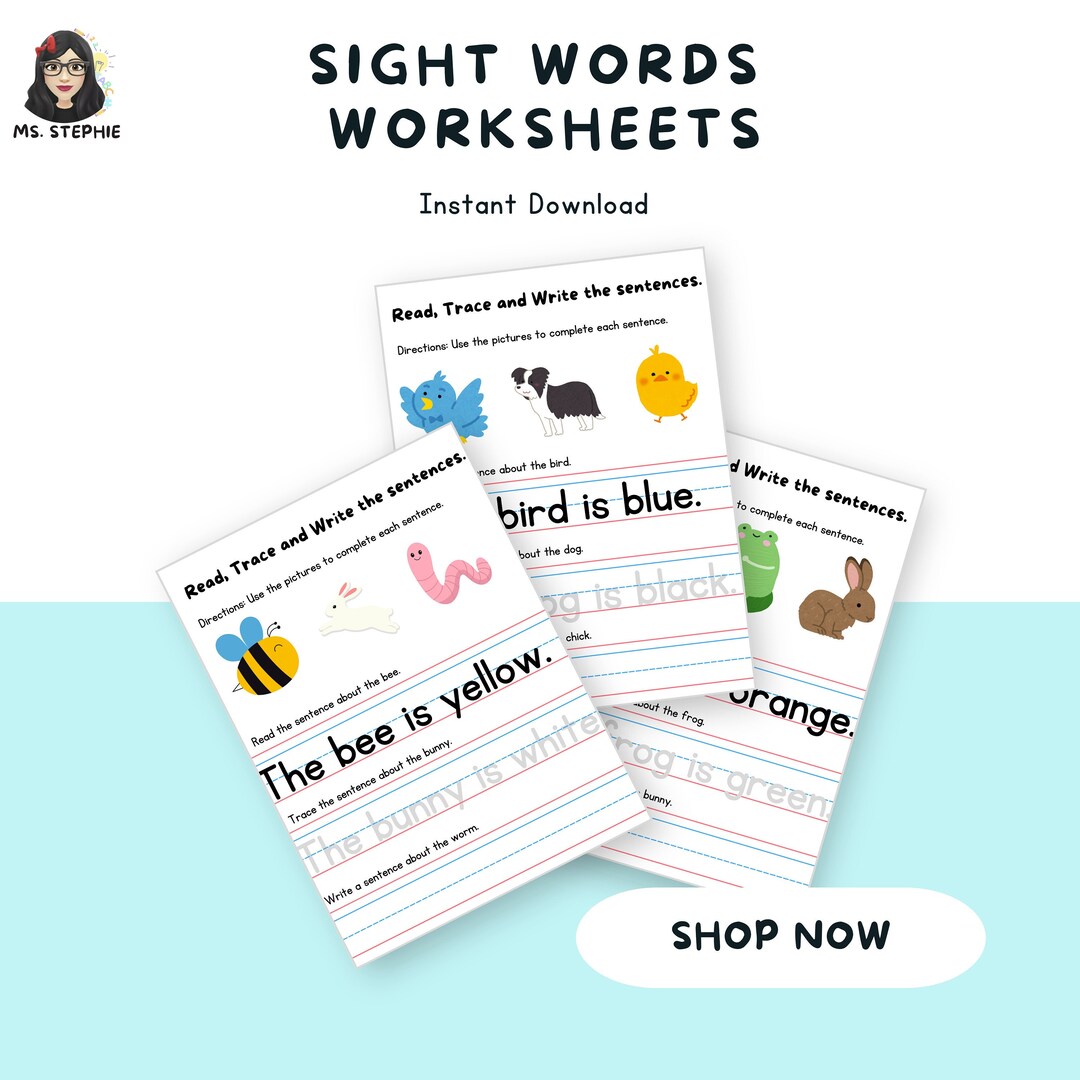 Educational Digital Printable Sight Words Worksheet| Perfect for ...