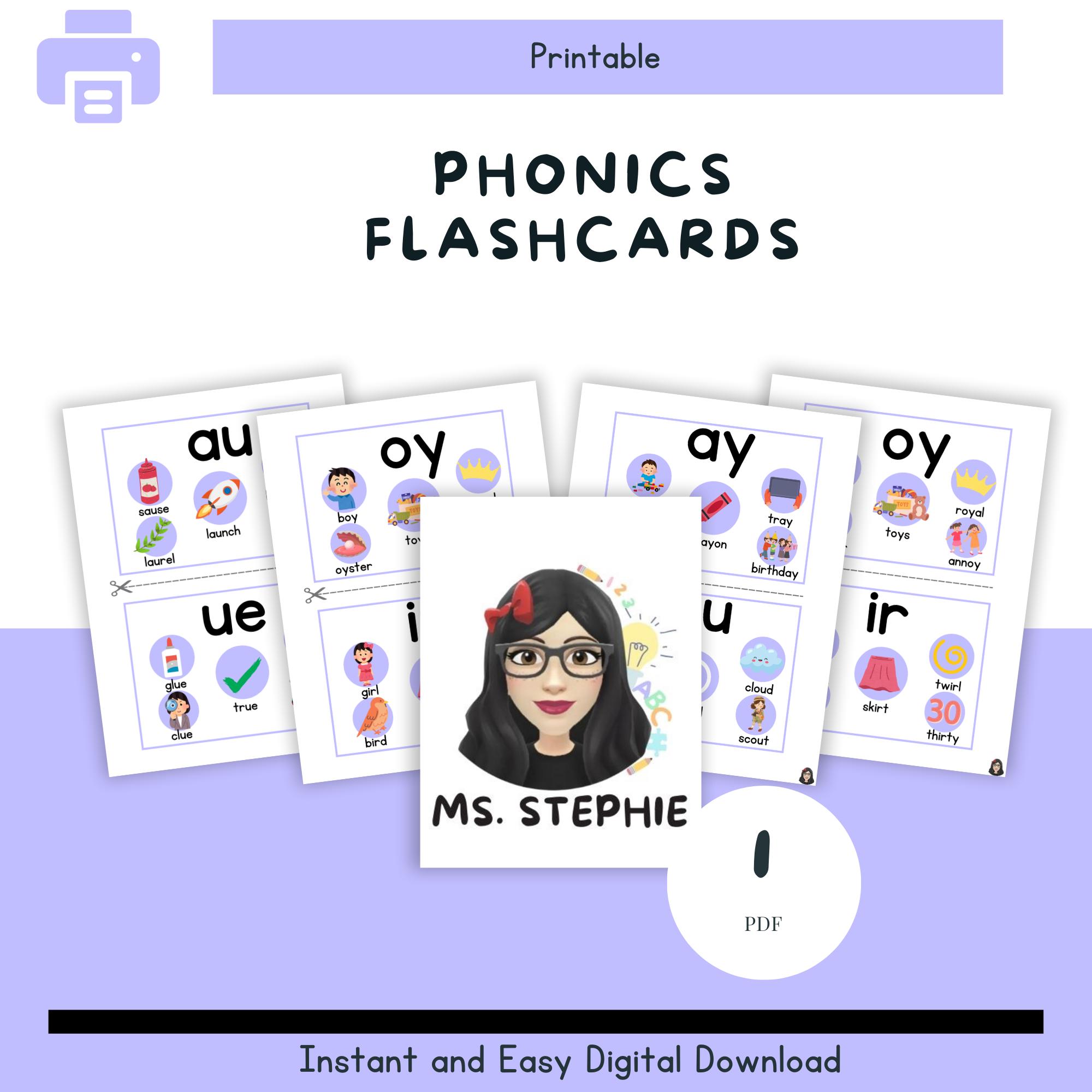 Phonics Flashcards: Digraphs and Diphthongs Homeschool Resource ...