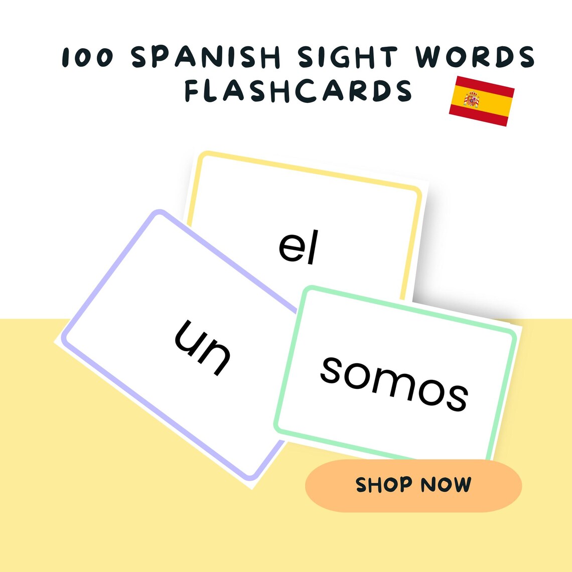 100 Spanish Sight Words Flashcards | High-frequency Words for Kids ...