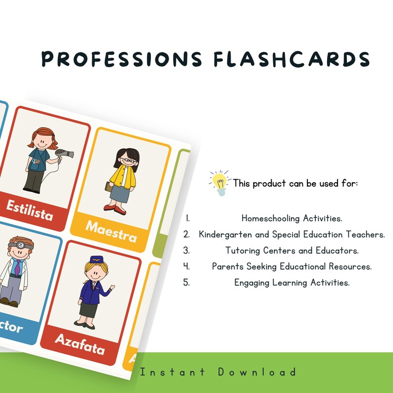 26 Spanish Professions Flashcards | Bilingual Learning Cards | Jobs ...