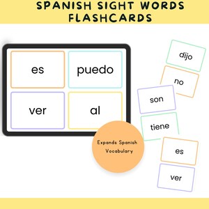 100 Spanish Sight Words Flashcards | High-frequency Words for Kids ...