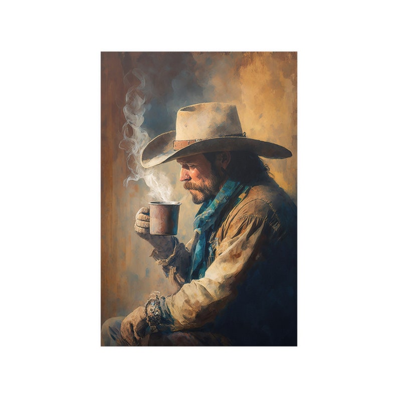Hard Work Black Coffee, Cowboy With Coffee Poster, Western Poster ...