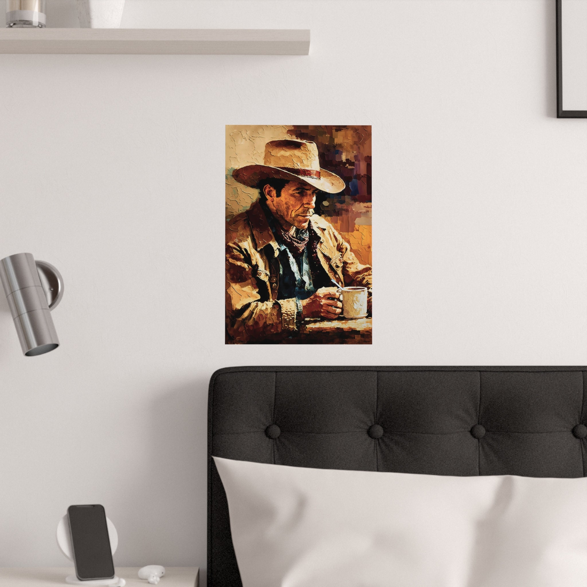 Cowboy Morning Coffee Poster, Western Impressionist Poster, Digital Art ...