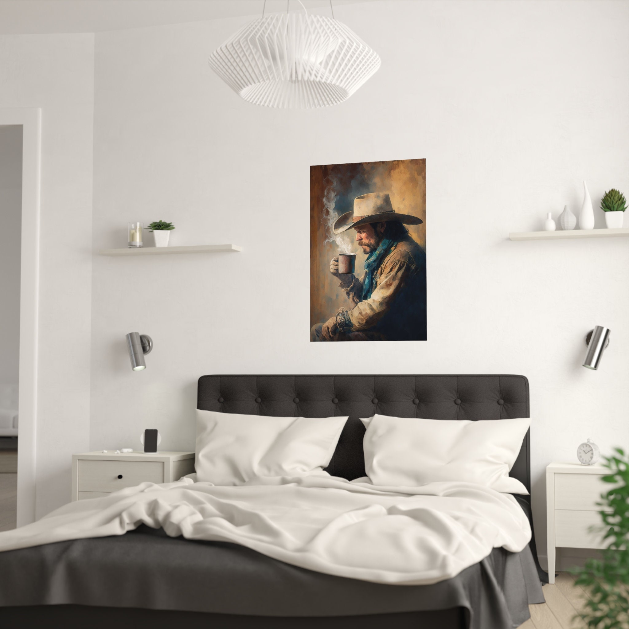 Hard Work Black Coffee, Cowboy With Coffee Poster, Western Poster ...