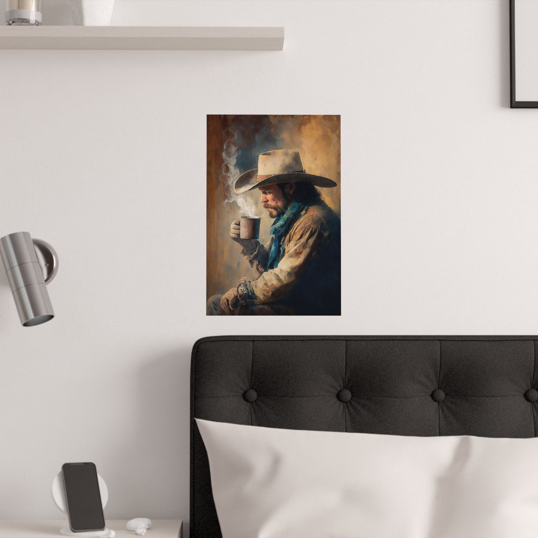 Hard Work Black Coffee, Cowboy With Coffee Poster, Western Poster ...