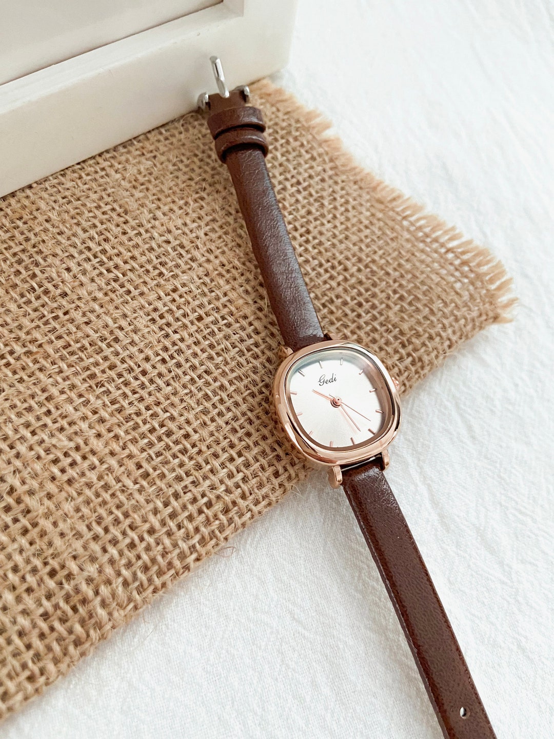 Vintage Leather Watch / Women's Small Wrist Watch / Minimal Boho Watch ...