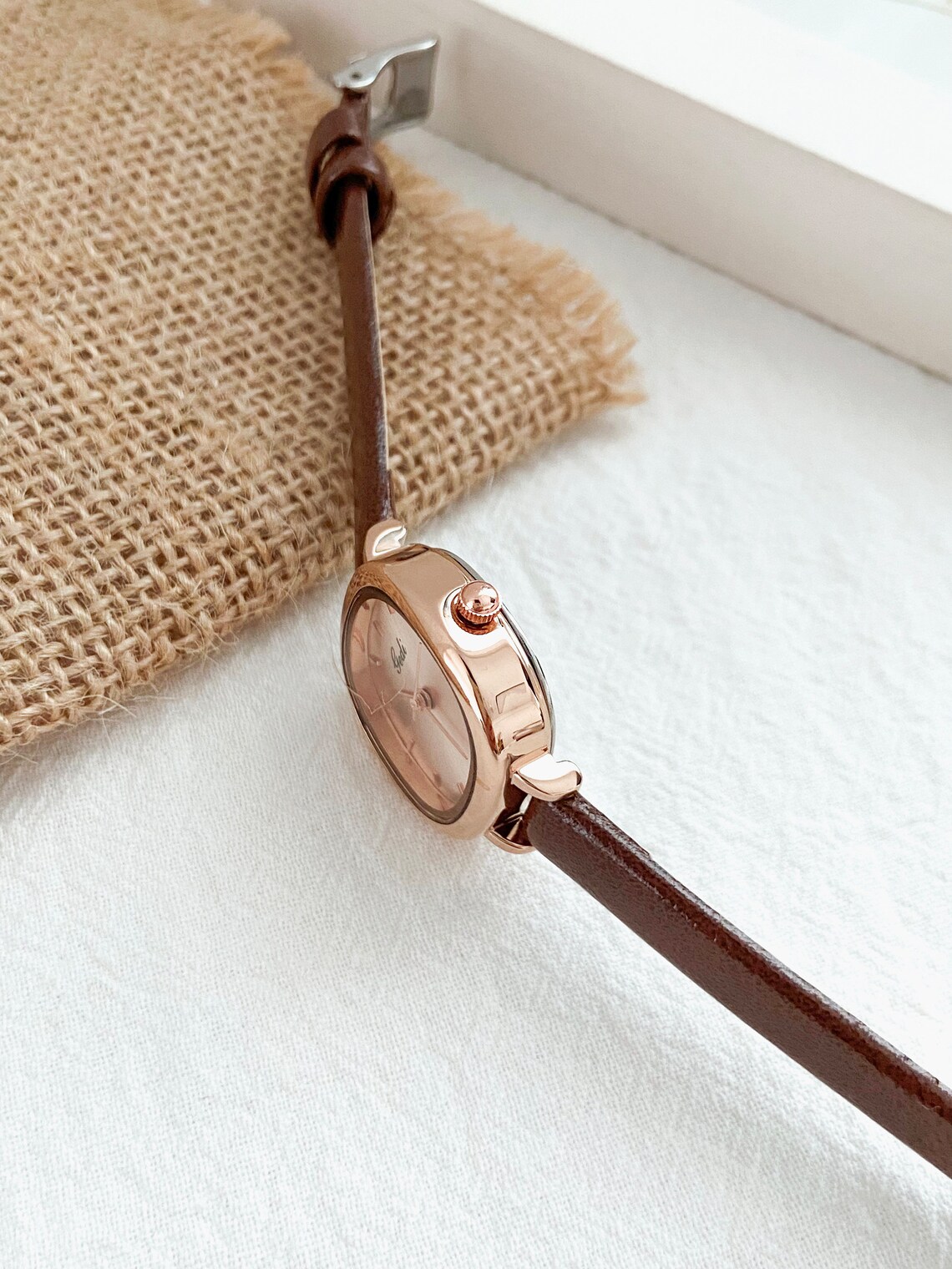 Vintage Leather Watch / Women's Small Wrist Watch / Minimal Boho Watch ...