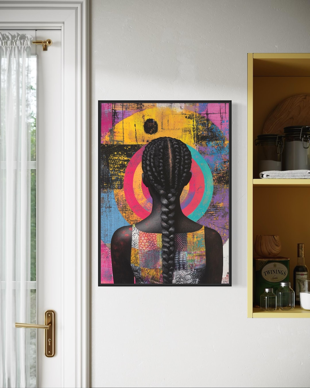 Braided Hair Art Print: African American Woman, Abstract Portrait ...