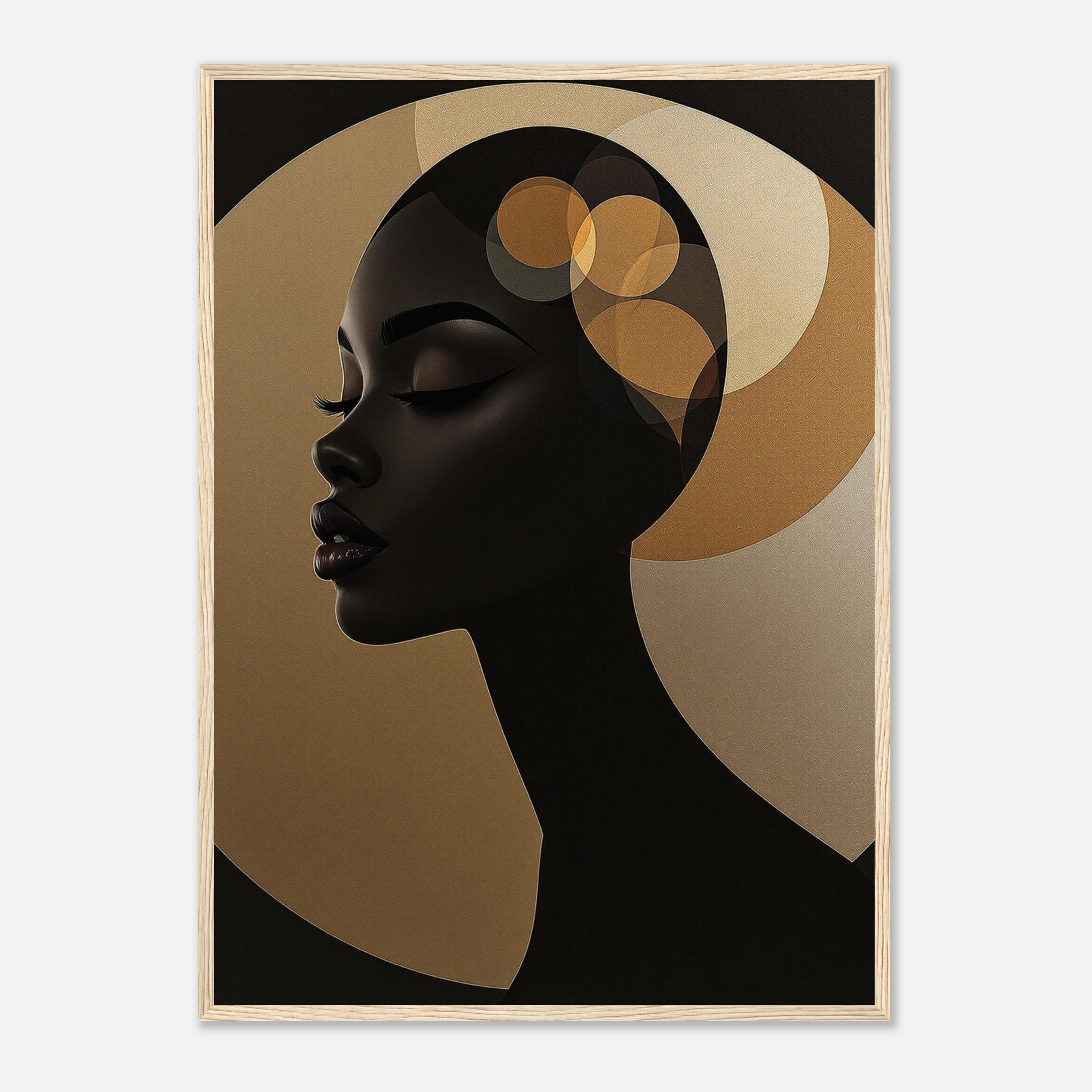 Modern Female Bust Portrait | Gold and Black Minimalist Wall Art | Side ...