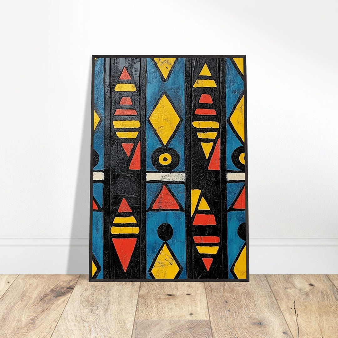 African Geometric Art Print With Bold Colors | Vibrant Tribal-inspired ...