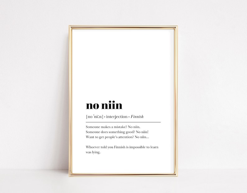 No Niin Definition Printable Finnish Word Prints Funny Definition ...