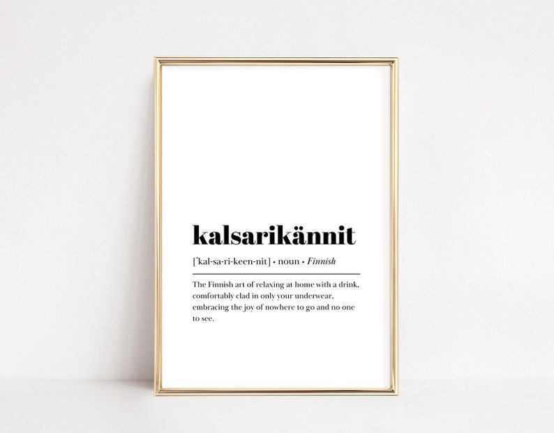 Kalsarikännit Definition Printable | Finnish Word Prints | Funny ...