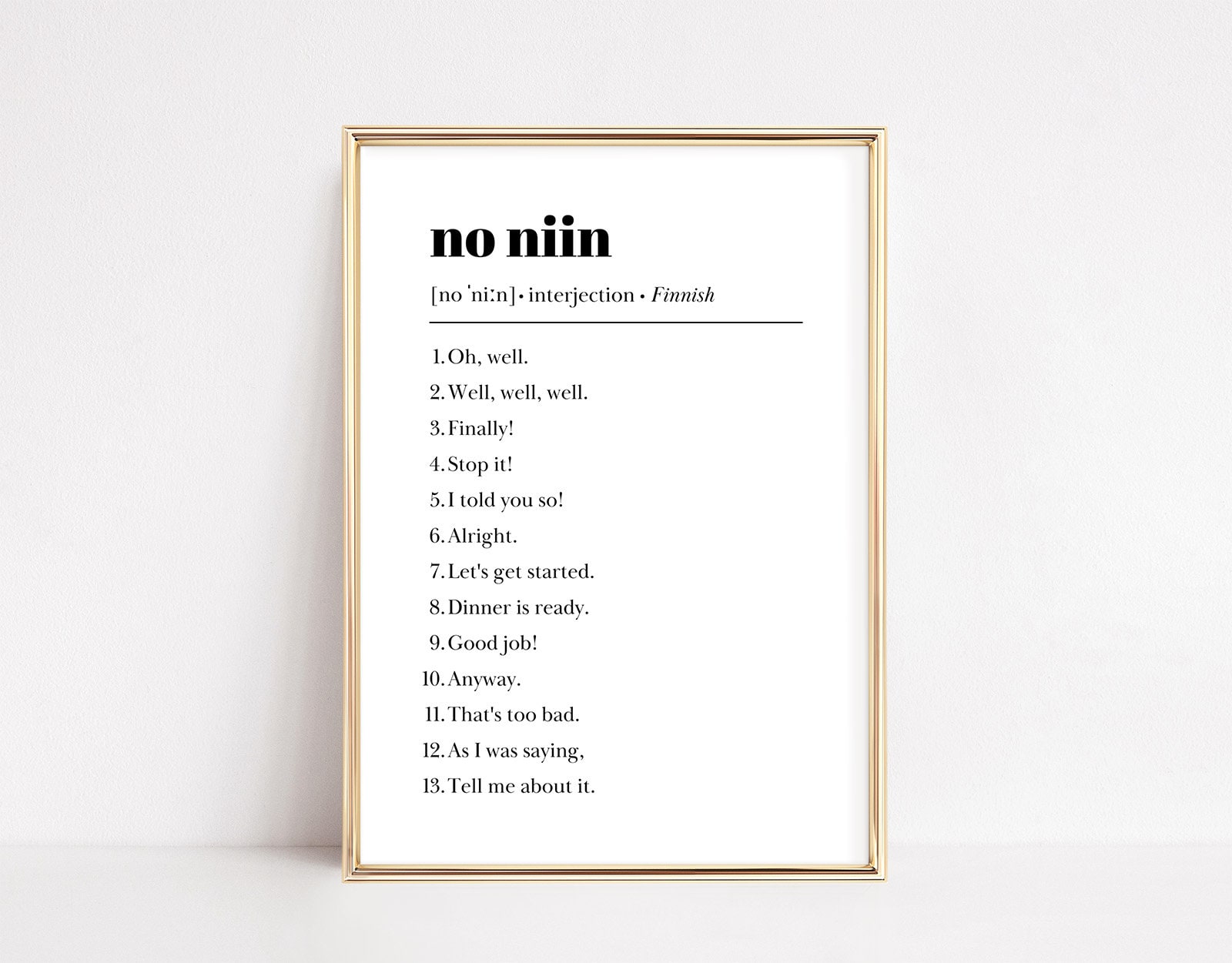 No Niin Printable | Finnish Word Prints | Funny Definition Poster ...