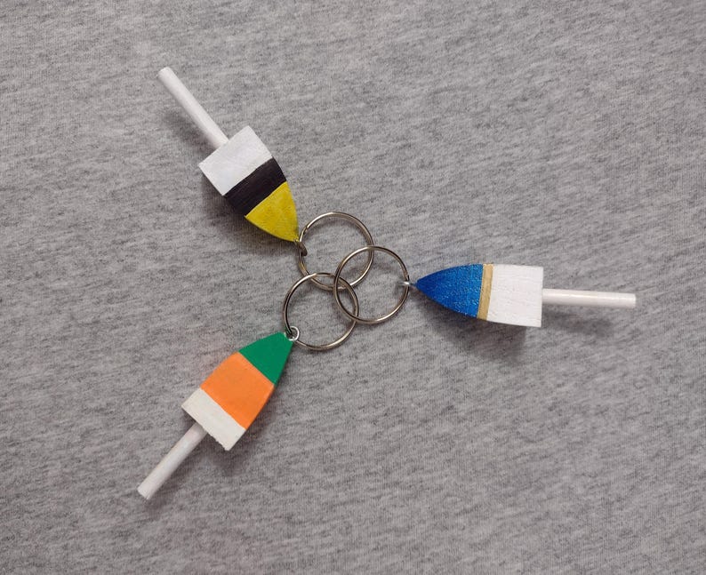 Hand Carved & Painted Buoy Key Chains / Ornaments, Custom Colors ...