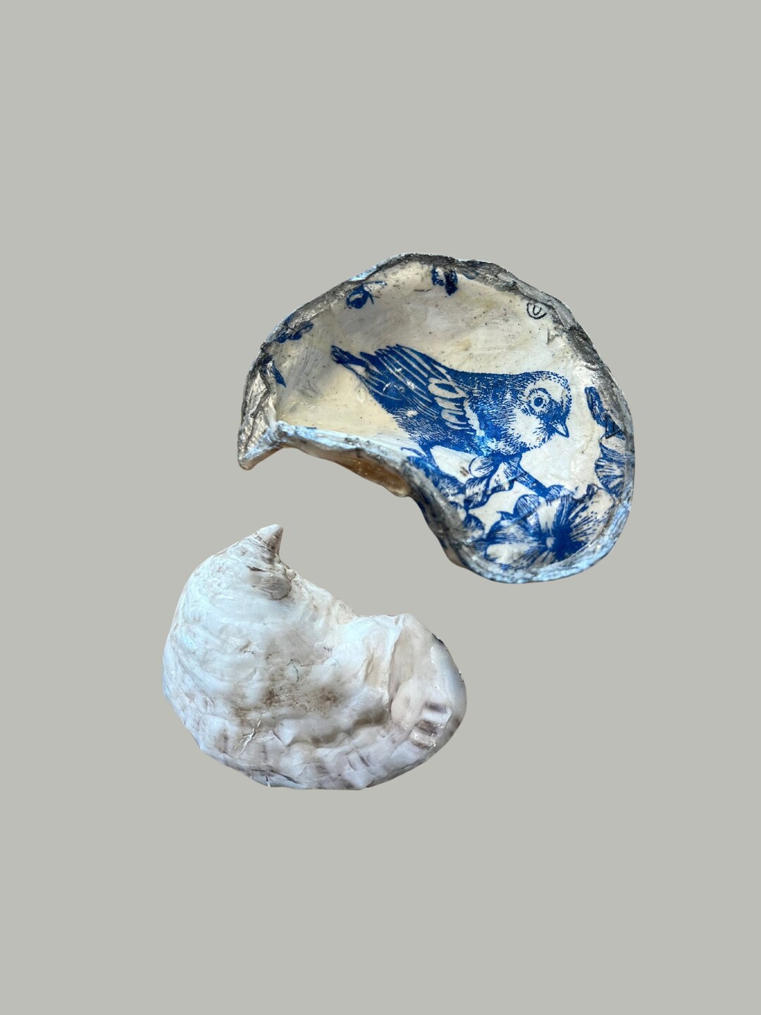 Bluebird Oyster Shell Trinket Dish - Etsy
