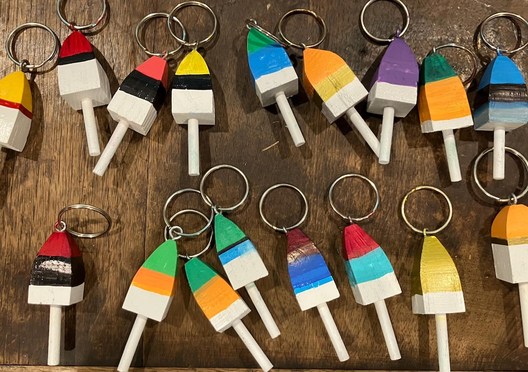 Hand Carved & Painted Buoy Key Chains / Ornaments, Custom Colors ...