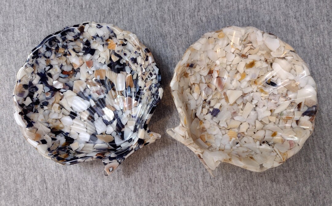 Scallop Seashell Trinket/jewelry Dishes Handmade From Crushed Shells - Etsy