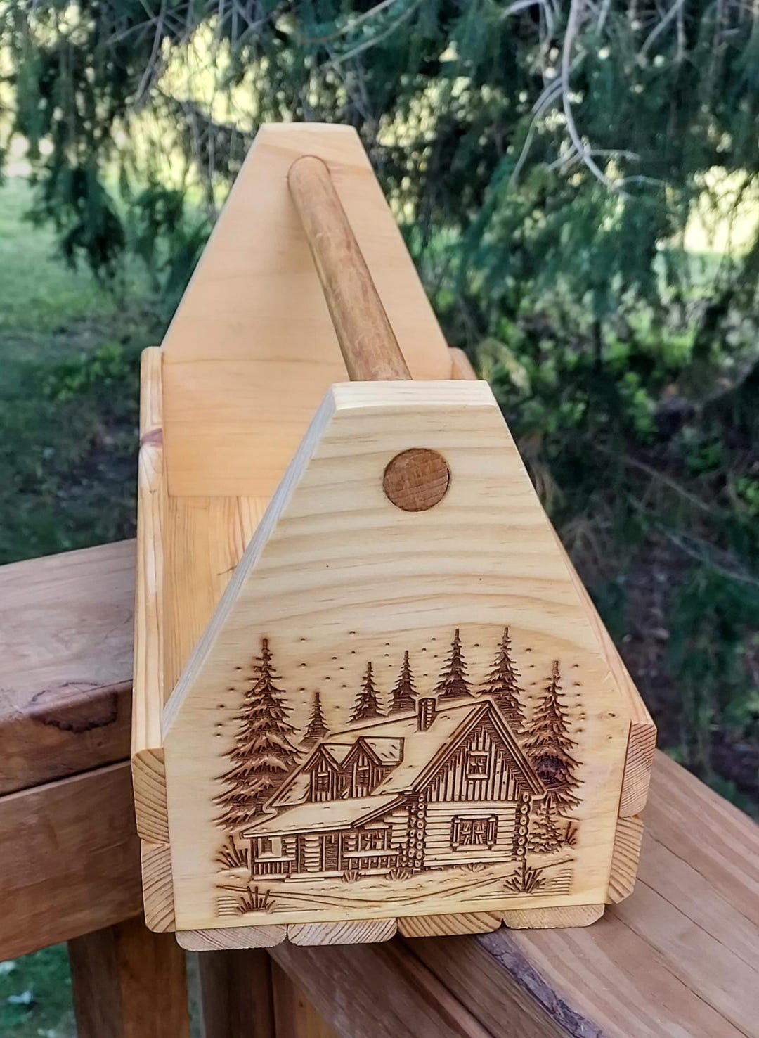 Laser Engraved Pine Cabin Toolbox - Etsy