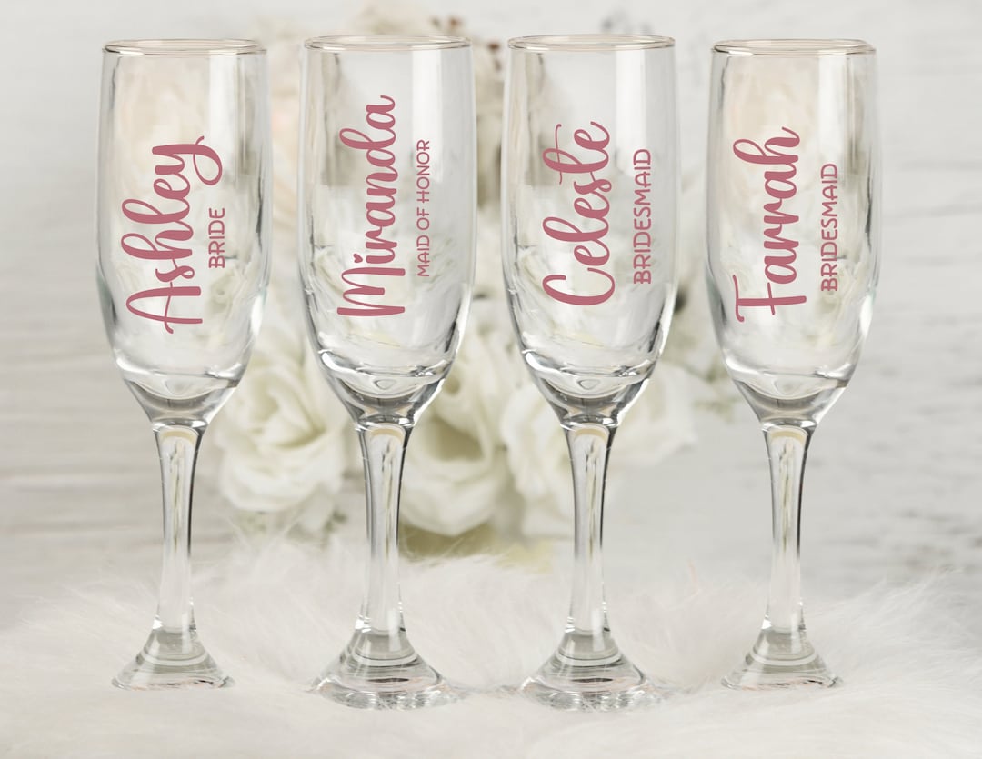 Personalized Wine Glass, Bridal Party Name Decal, Wedding Stickers - Etsy