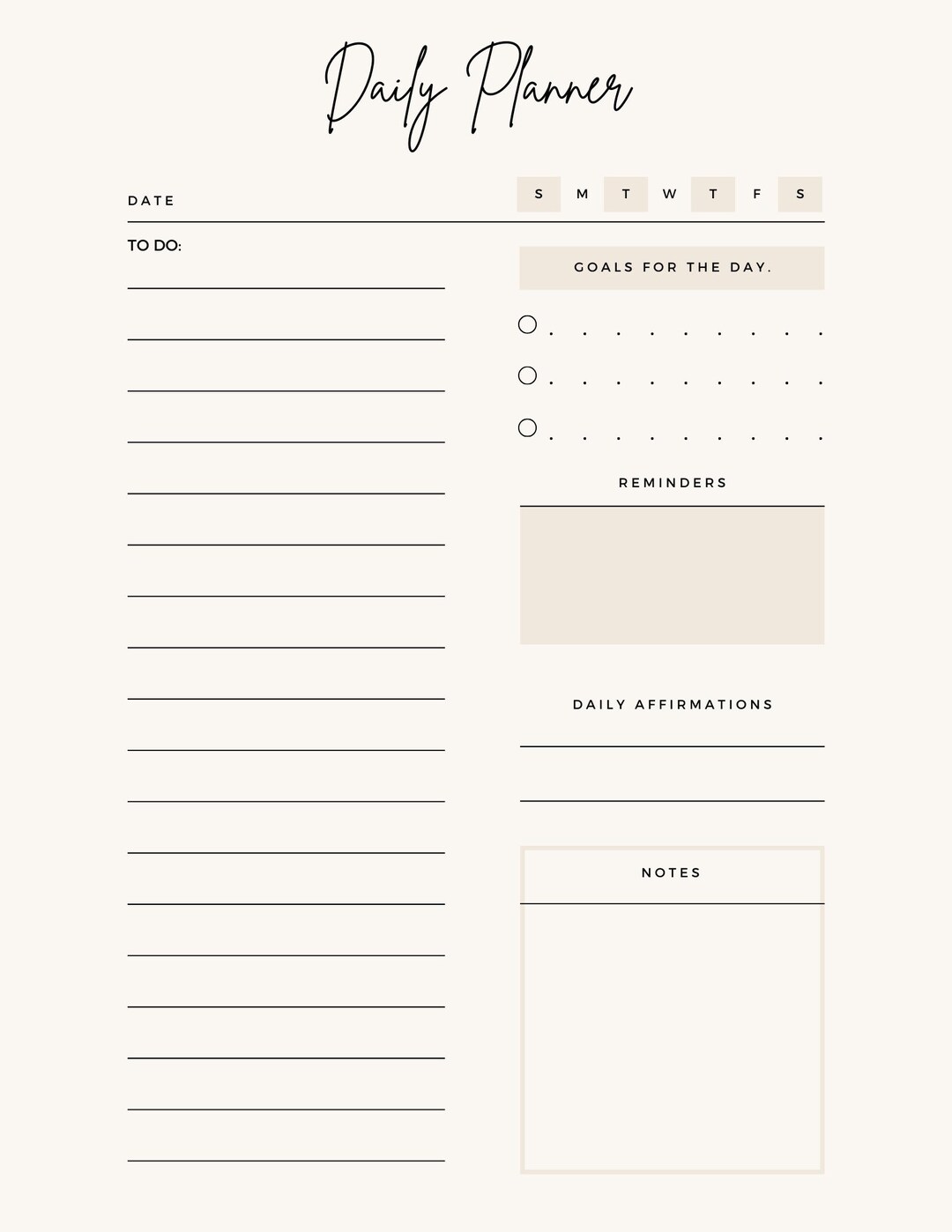 Minimalistic Daily to Do List/planner - Etsy
