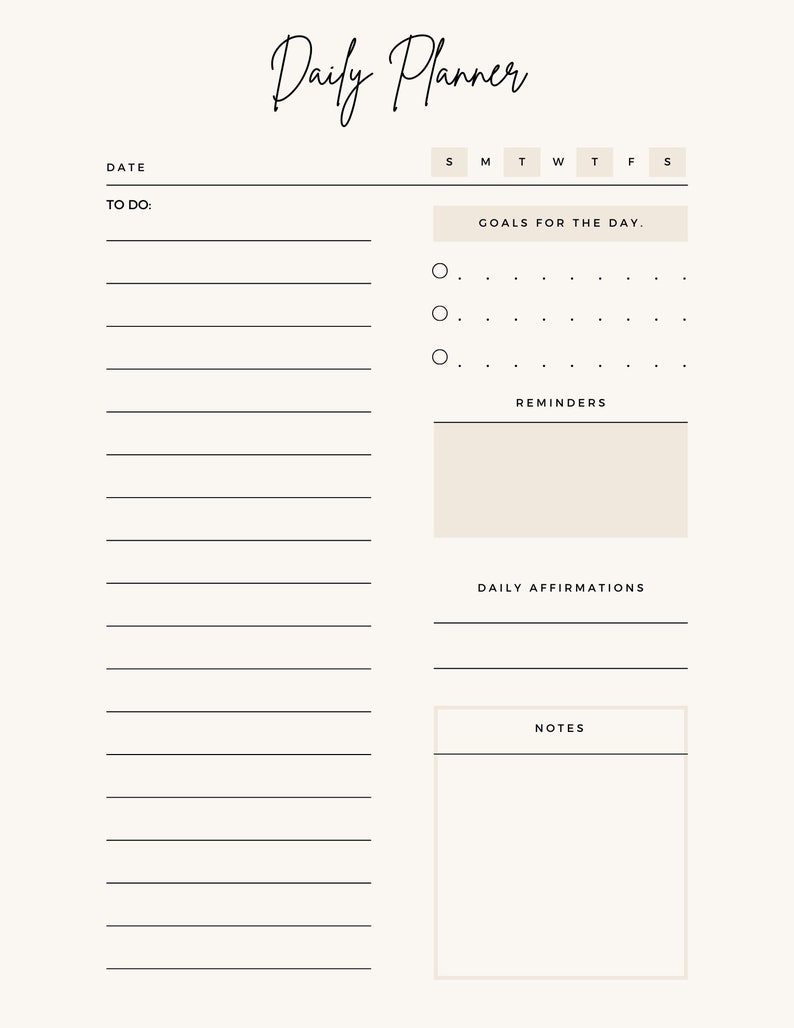 Minimalistic Daily to Do List/planner - Etsy