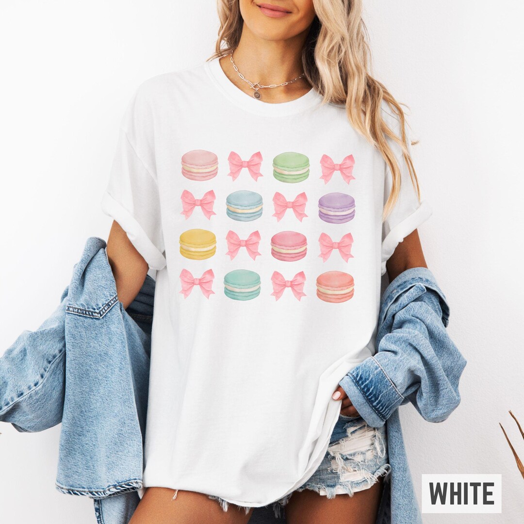 Macaron Coquette Bow Shirt, French Macaroon T-shirt, Trendy Shirts for ...