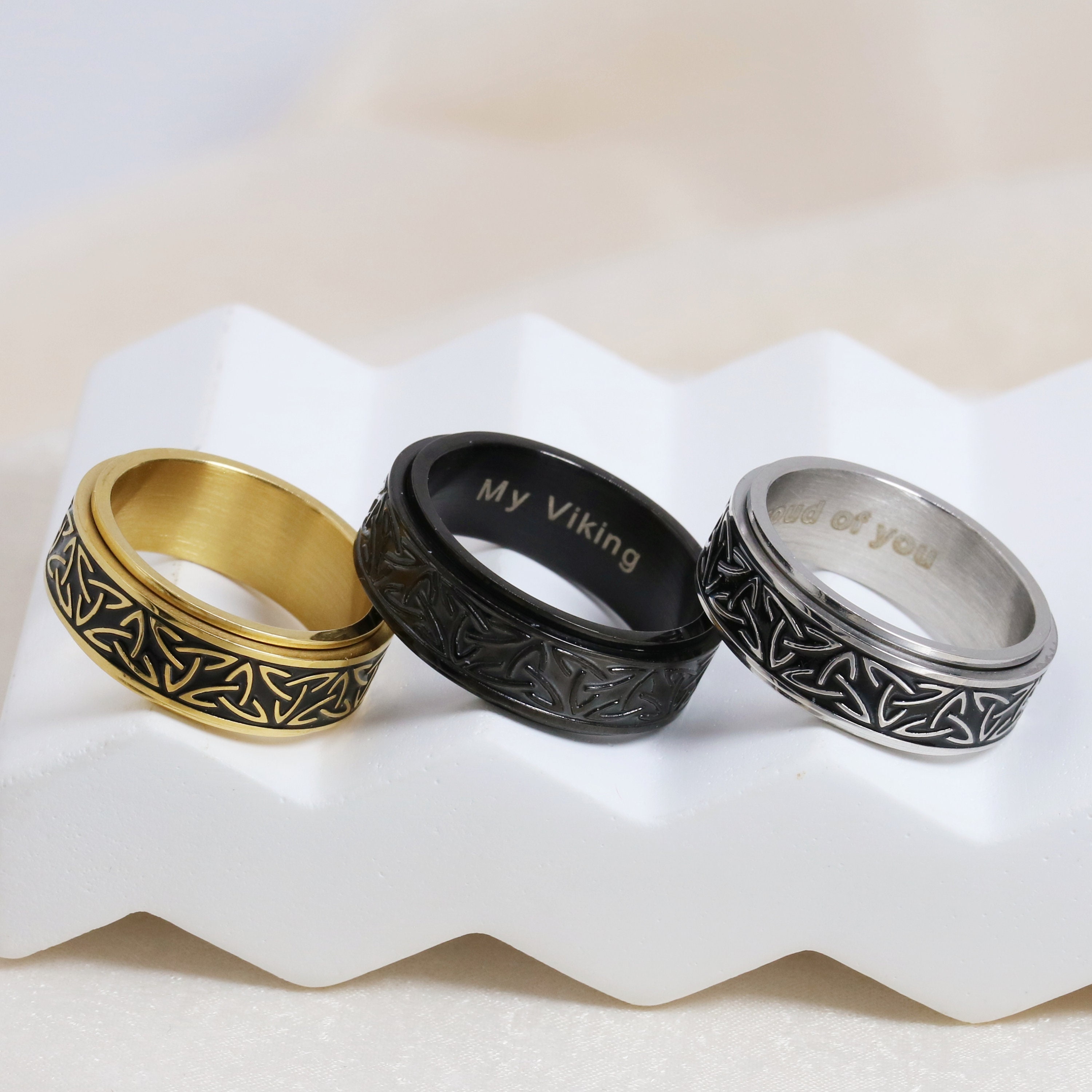 Personalised Celtic Wedding Knot Band,custom Celtic Spinning Rings,mens ...