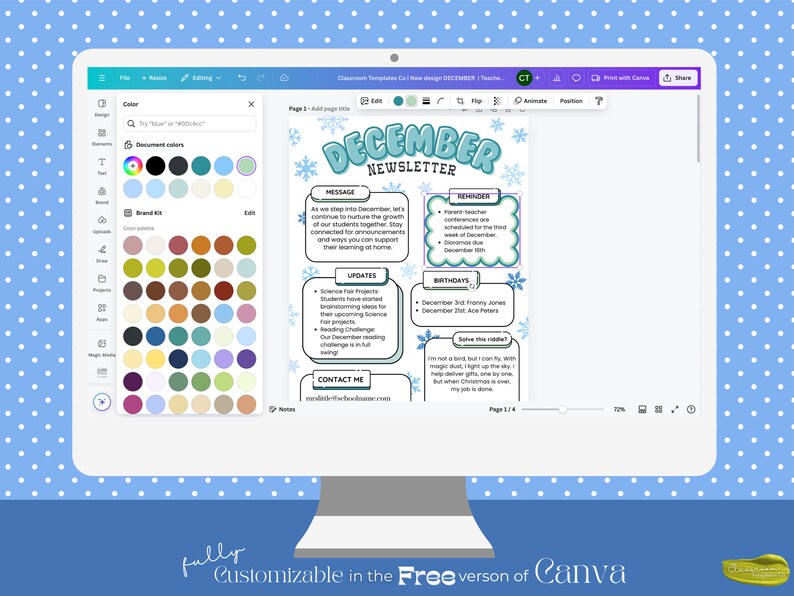 December Newsletter, Christmas Newsletter, Preschool Newsletter, Newsletter Template, Weekly ...