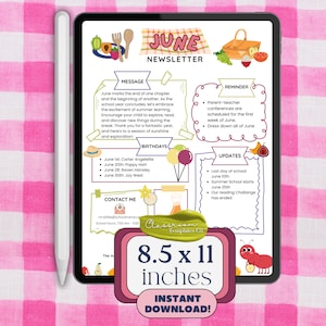 June Newsletter Template, Editable Newsletter, Monthly Newsletter ...