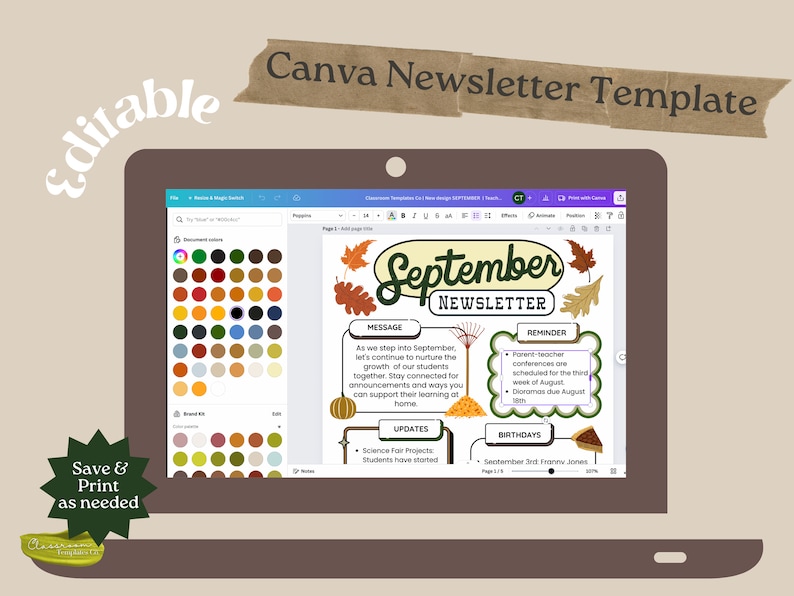 September Newsletter, Preschool Newsletter, Newsletter Template, Autumn ...