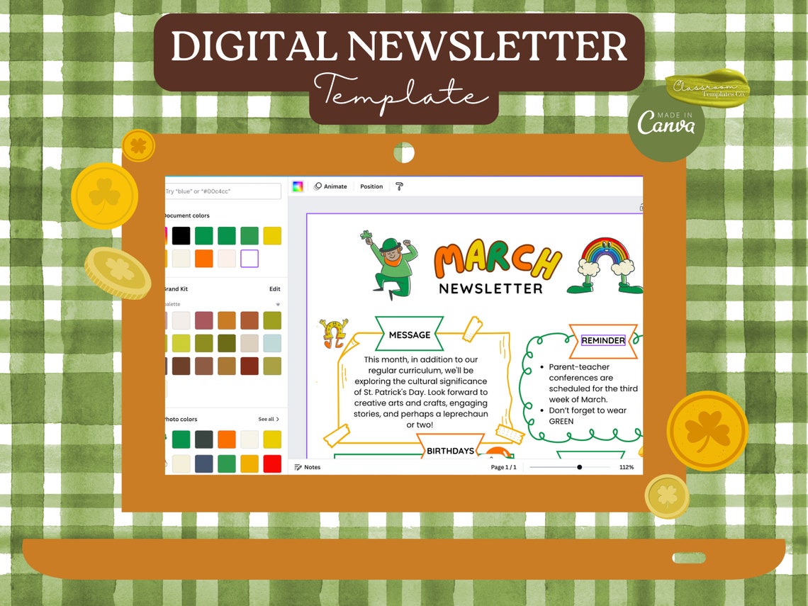 March Newsletter Template, Editable Newsletter, Monthly Newsletter ...