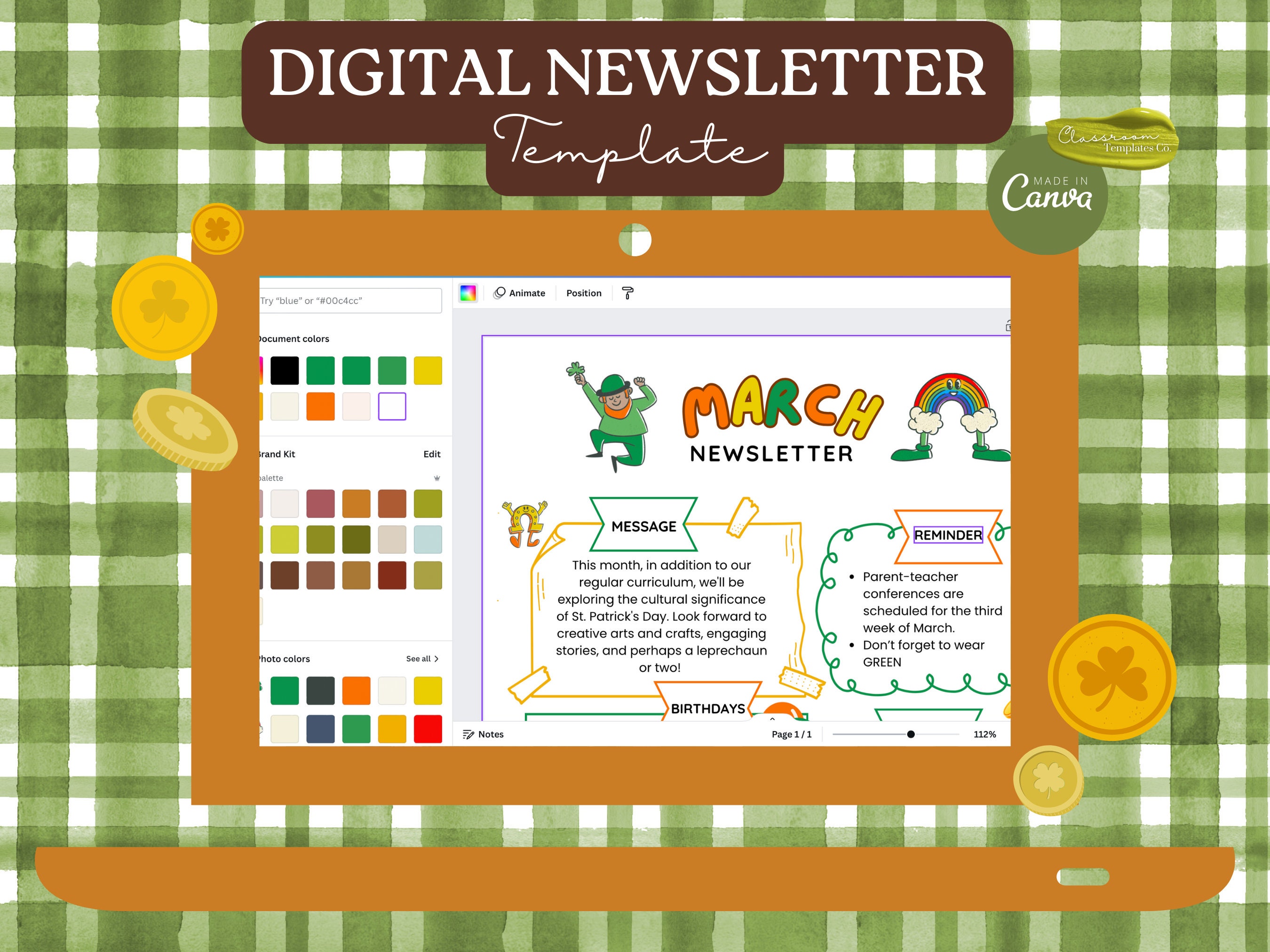 March Newsletter Template, Editable Newsletter, Monthly Newsletter ...