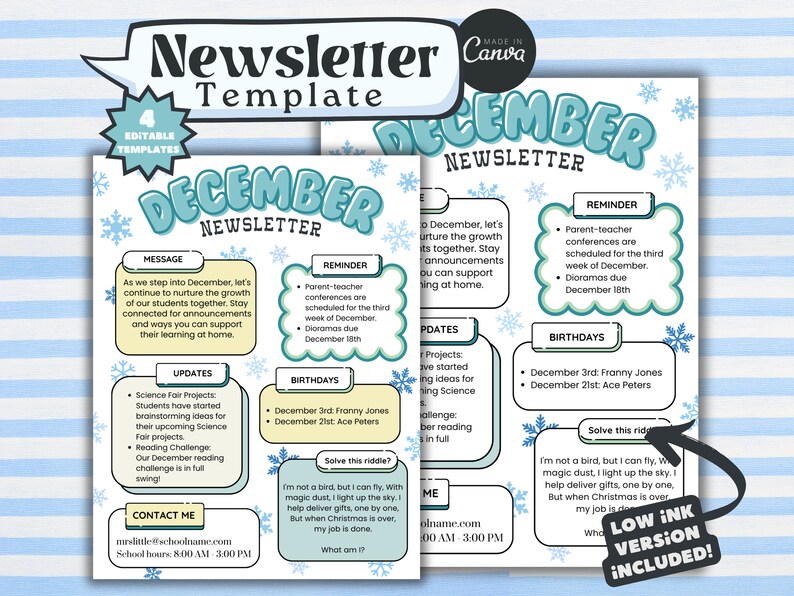 December Newsletter, Christmas Newsletter, Preschool Newsletter ...