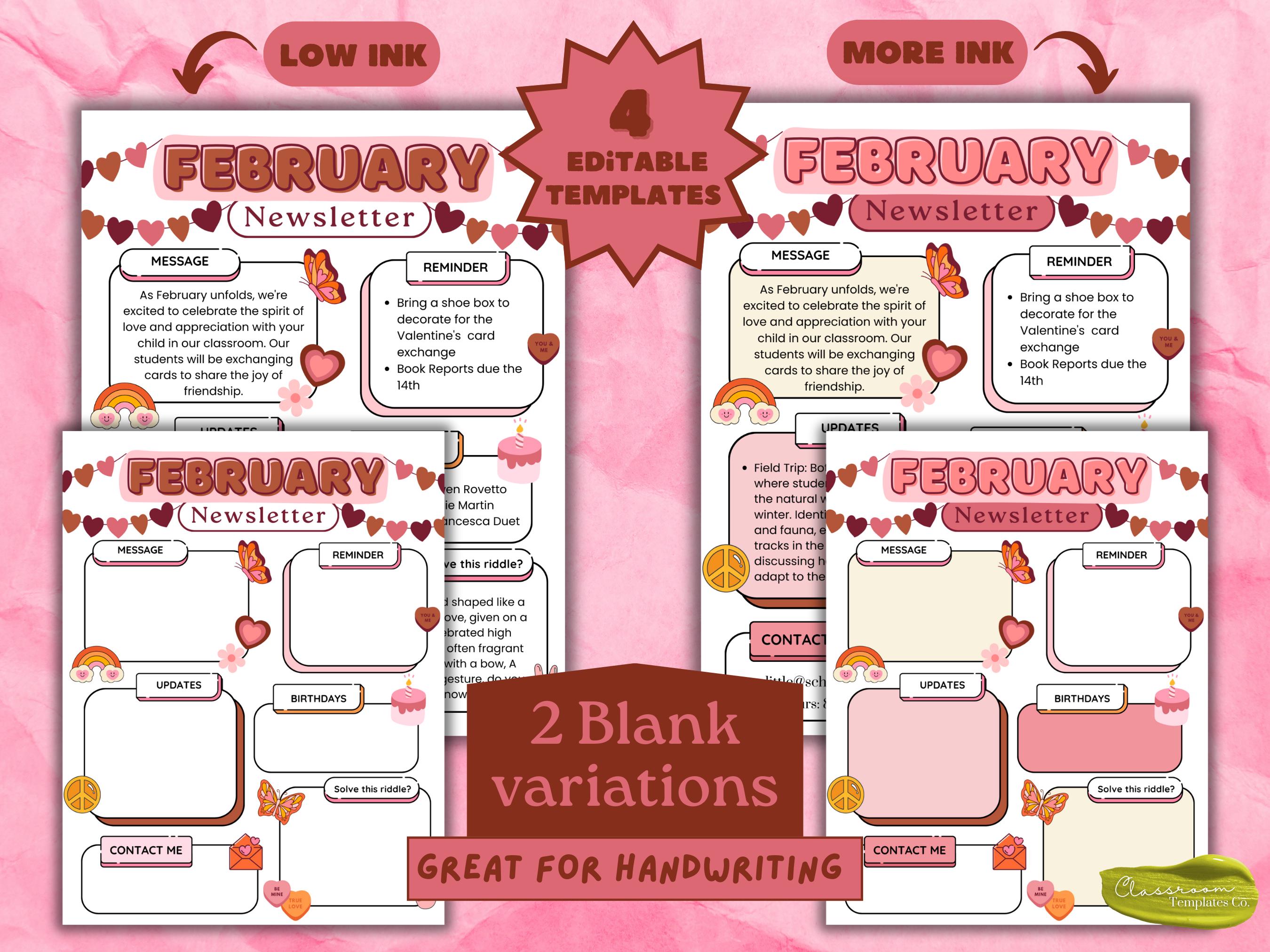 February Newsletter Template Groovy Classroom Newsletter Preschool ...