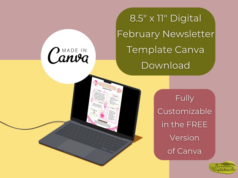 February Newsletter Template, Editable Newsletter, Monthly Newsletter ...