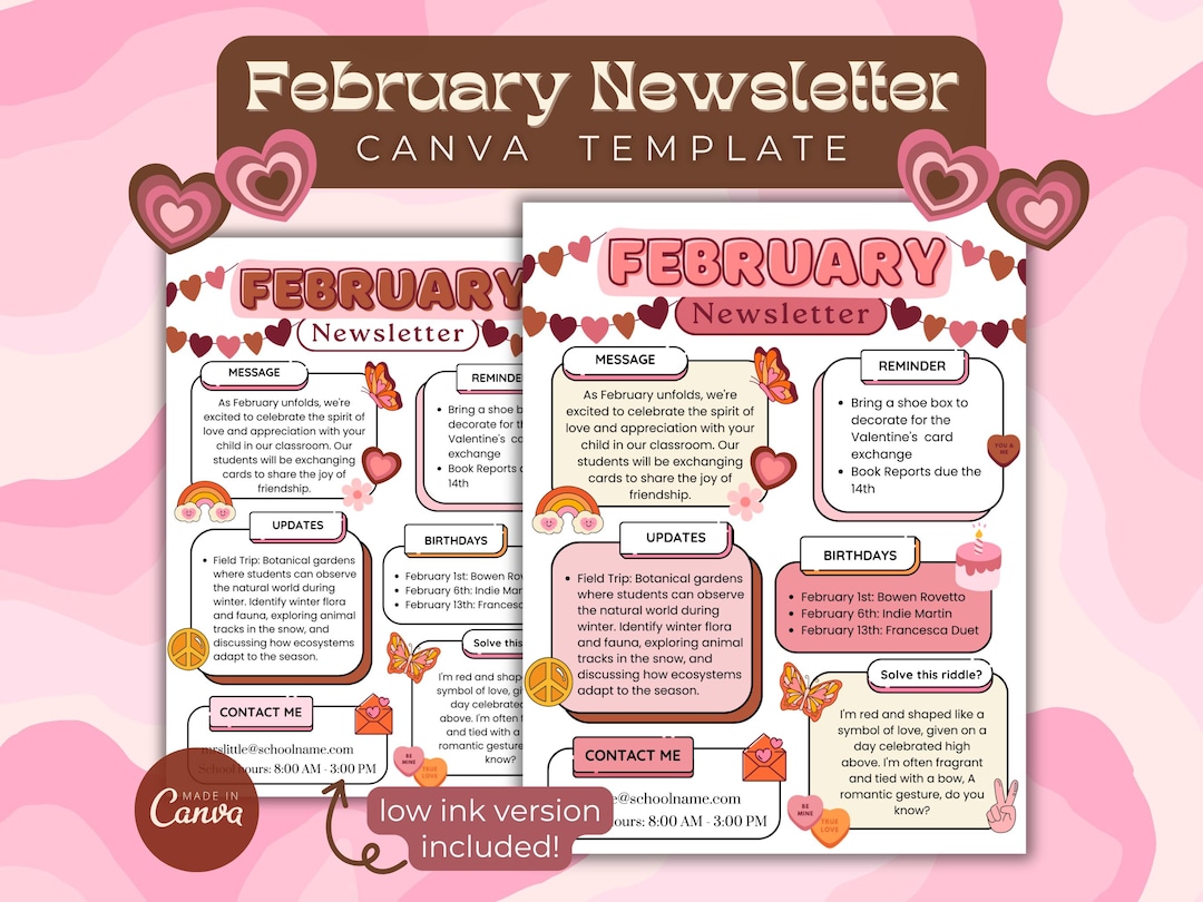 February Newsletter Template Groovy Classroom Newsletter Preschool ...