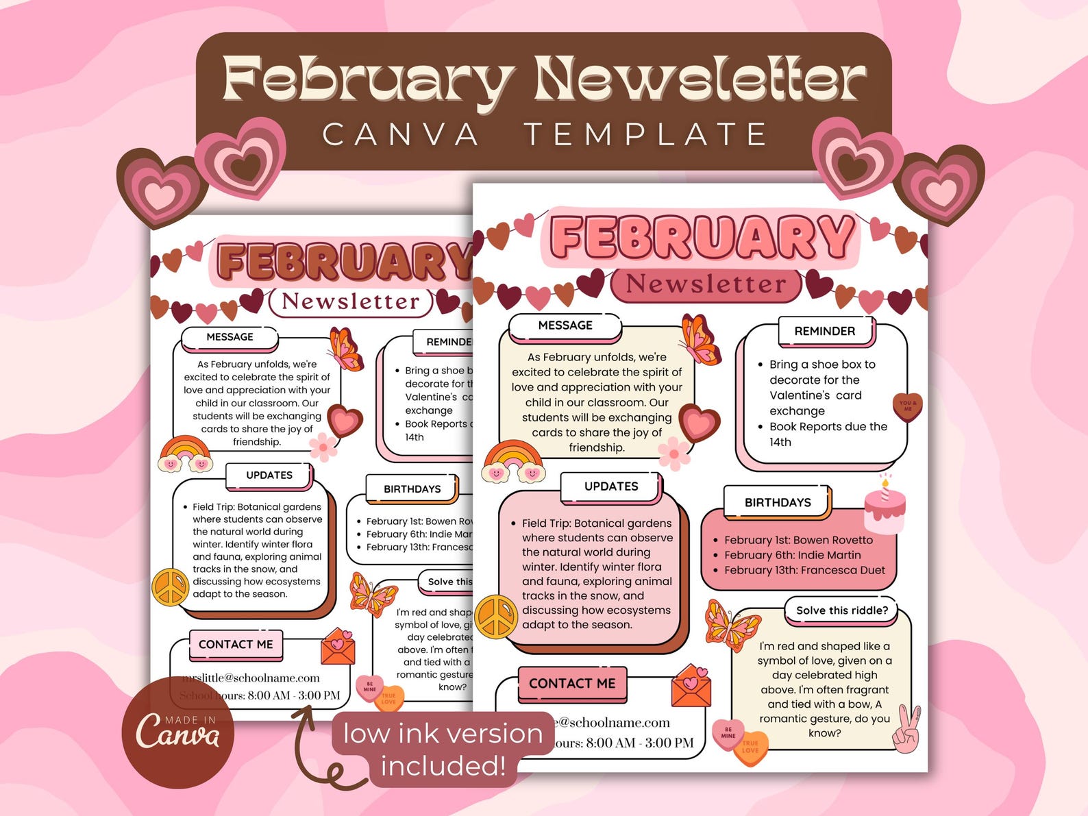 February Newsletter Template Groovy Classroom Newsletter Preschool ...