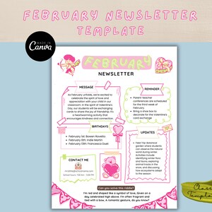 February Newsletter Template, Editable Newsletter, Monthly Newsletter ...
