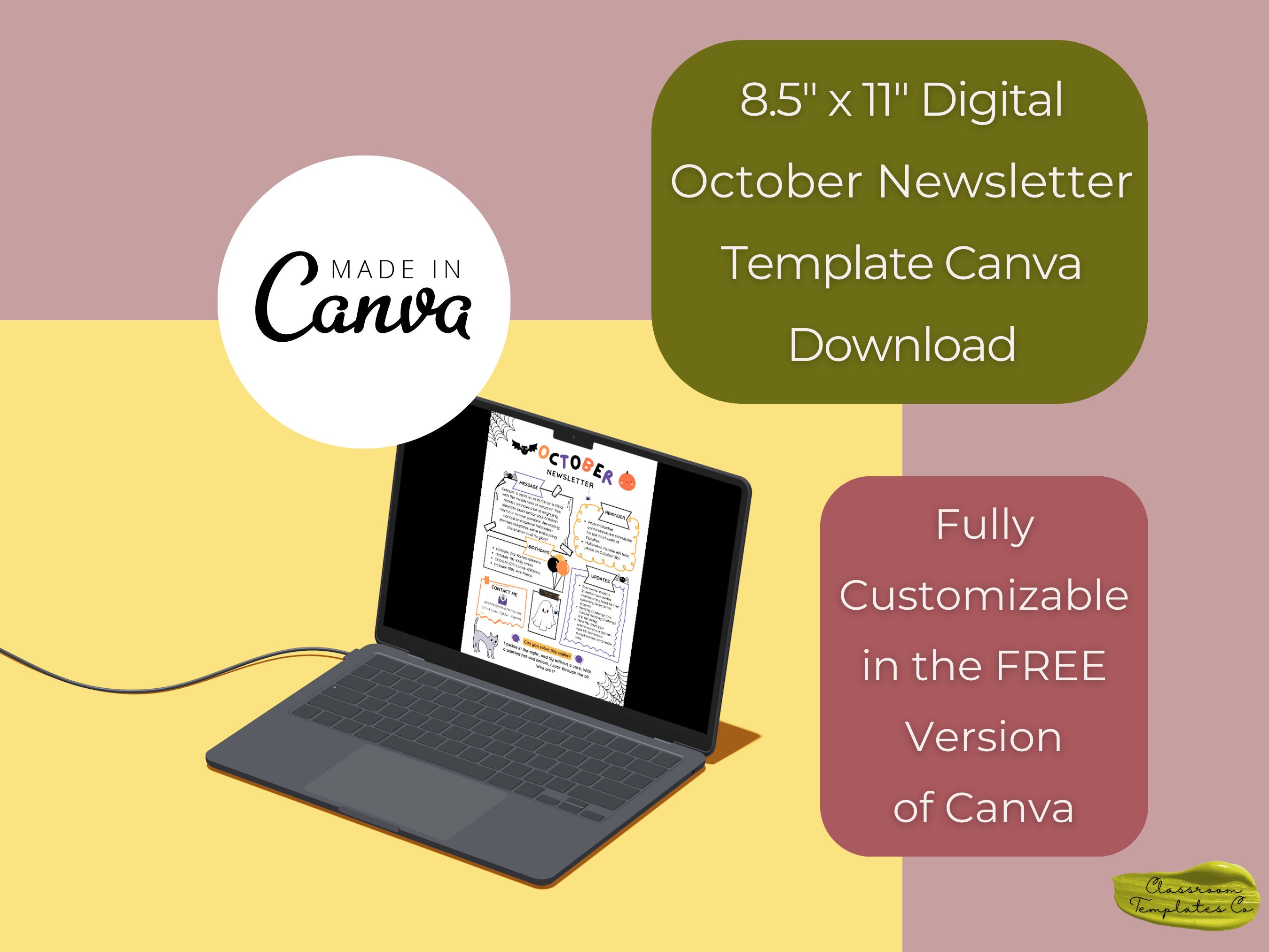 October Newsletter Template, Editable Newsletter, Monthly Newsletter ...