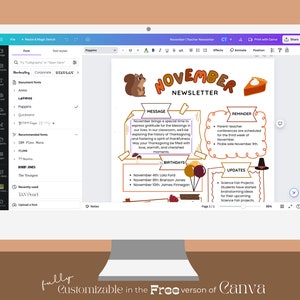 Thanksgiving Newsletter, November Newsletter Template, Fall Newsletter ...
