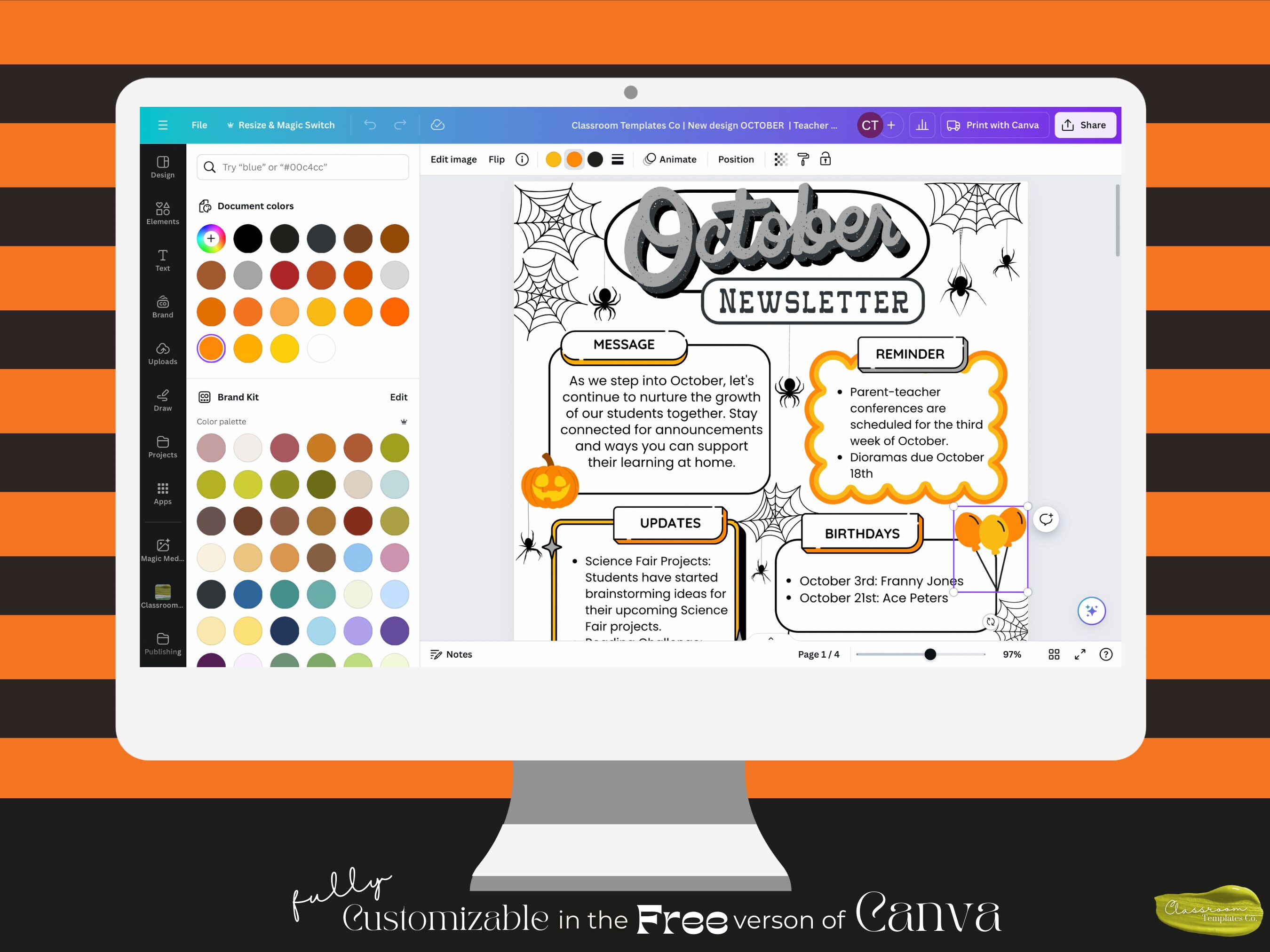 October Newsletter Template, Editable Newsletter, Monthly Newsletter ...