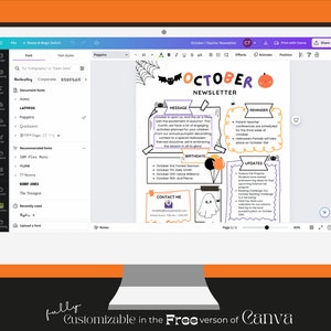 October Newsletter Template, Editable Newsletter, Monthly Newsletter ...