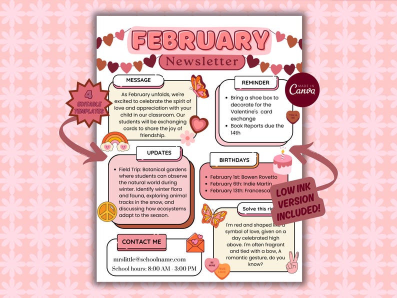 February Newsletter, Valentines Day Newsletter, Preschool Newsletter ...