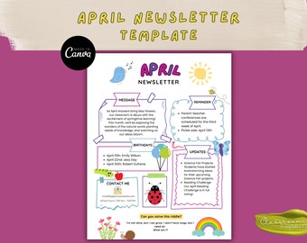 June Newsletter Template, Editable Newsletter, Monthly Newsletter ...