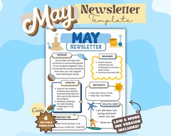 Newsletter Template, Editable Newsletter, Monthly Newsletter, School ...